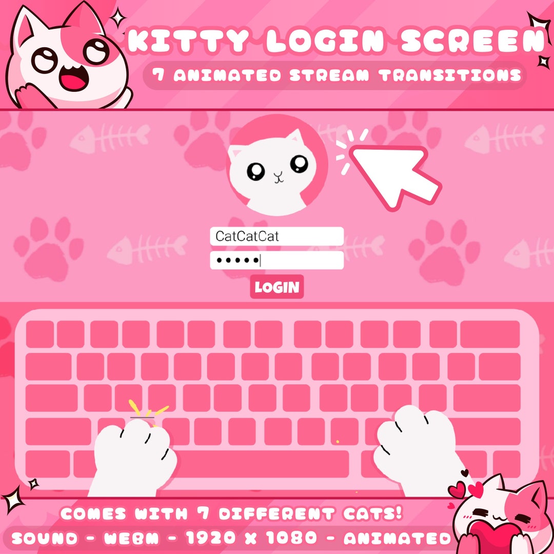 Kitty Login Screen Transitions for Streamers | Cat | Cozy | Kawaii ...