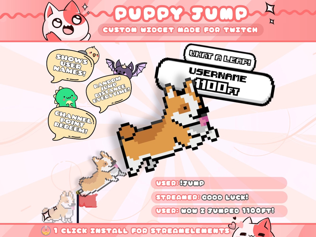 Puppy Jump Widget for Twitch Streamers | Chat Command | Resizeable ...