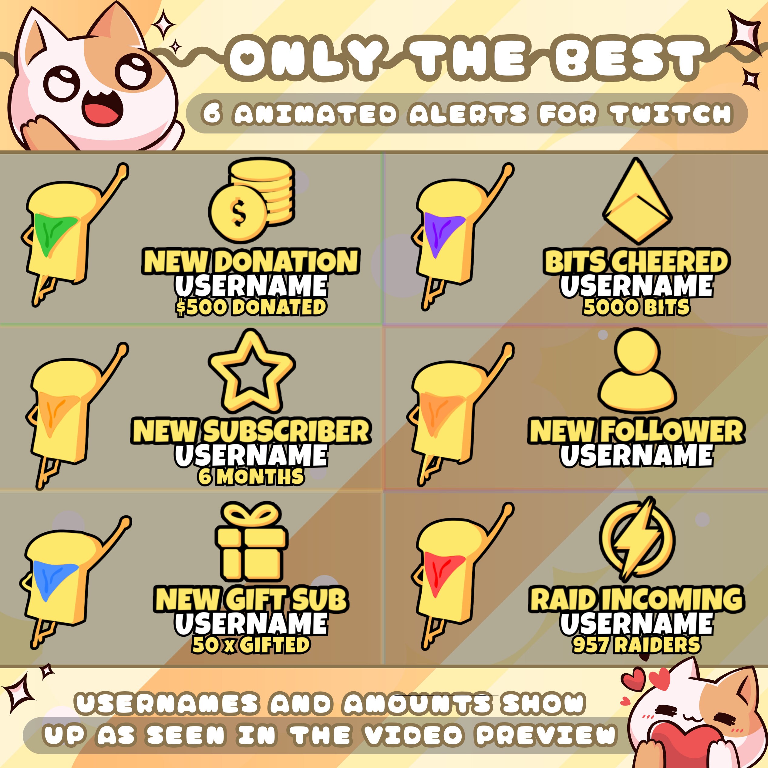 Funny Toast Alerts for Twitch Streamers / Follow Subscriber Bits ...