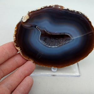 Nice Banded Agate 4.30" Cut Polished Brazilian Agate Quartz Geode Half ...