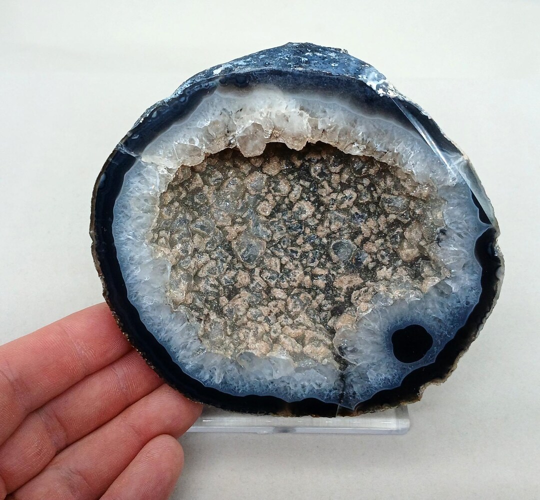 Very Hollow 5 Inch Diameter Combination Quartz Calcite Brazilian Agate ...