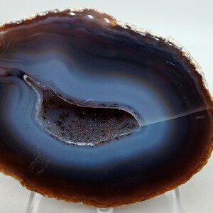 Nice Banded Agate 4.30" Cut Polished Brazilian Agate Quartz Geode Half ...