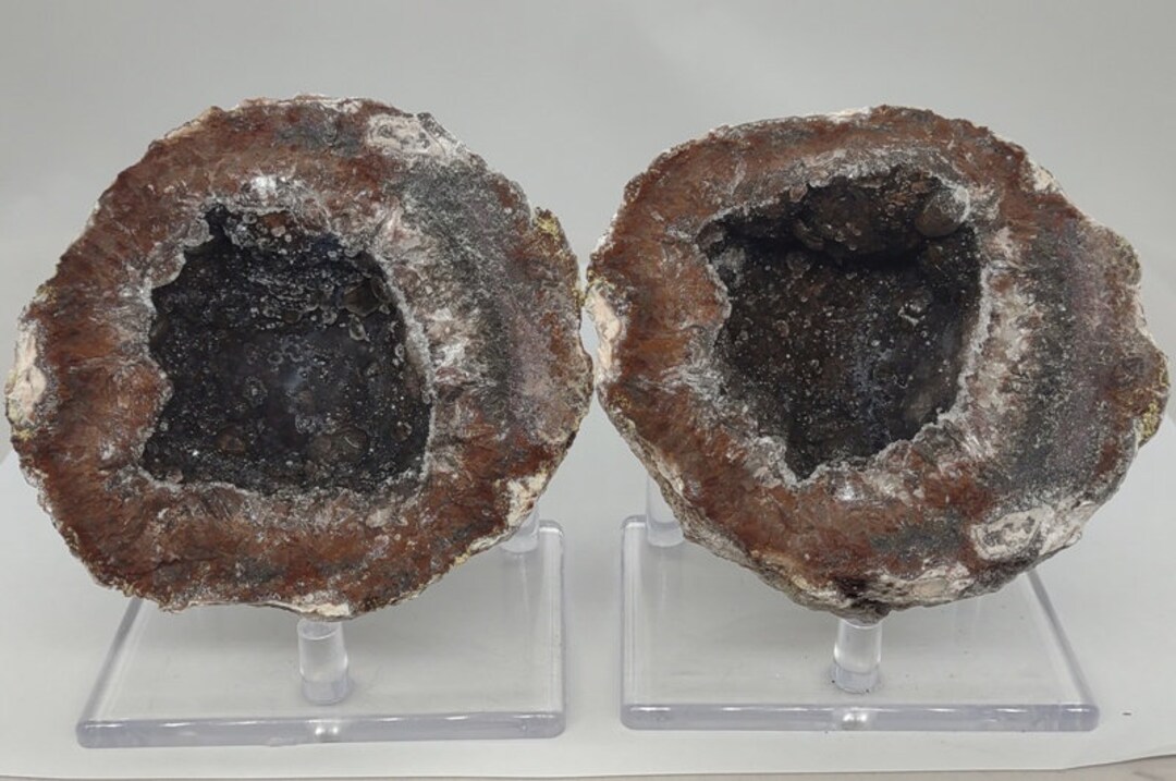 Matching 3.85" Quartz Calcite Mexican Coconut Choyas Geode Pair, 1.96 ...
