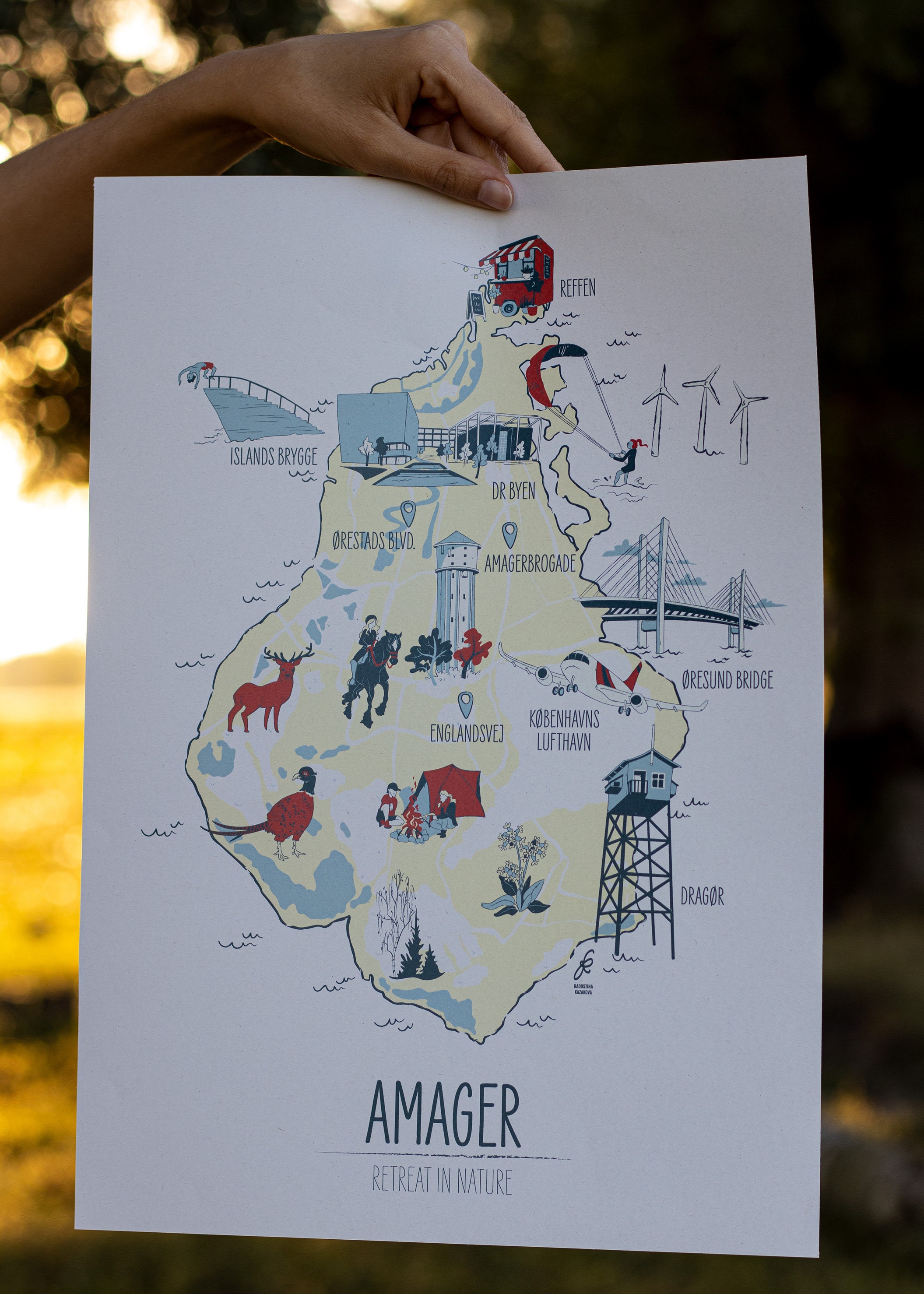 Illustrated Map of Amager Copenhagen A3 Danish Poster - Etsy