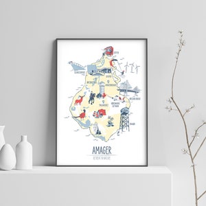Illustrated Map of Amager Copenhagen A3 Danish Poster - Etsy