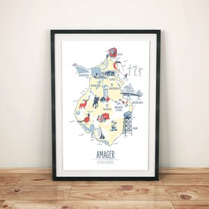 Illustrated Map of Amager Copenhagen A3 Danish Poster - Etsy