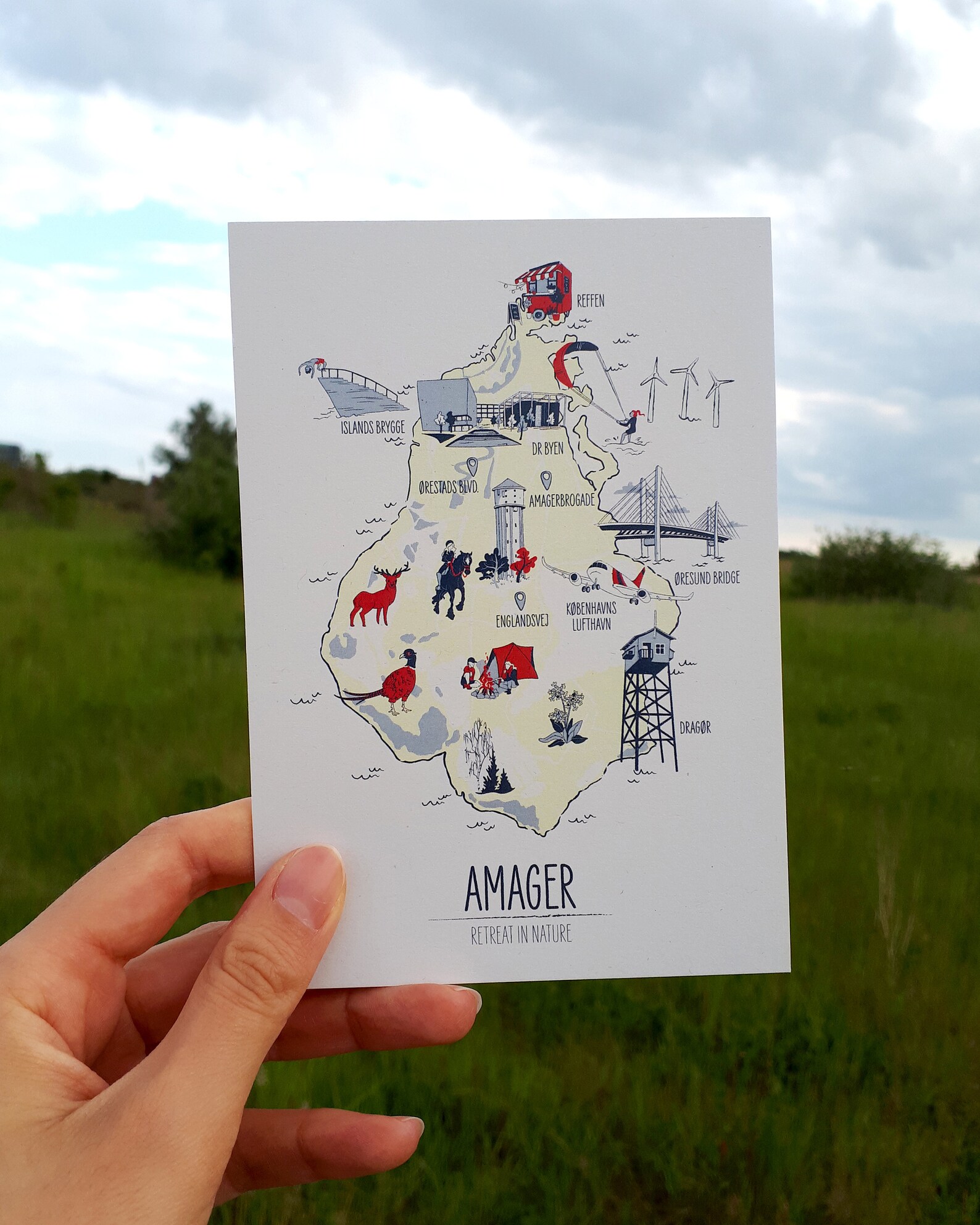Illustrated Map of Amager Copenhagen A6 Postcard - Etsy UK