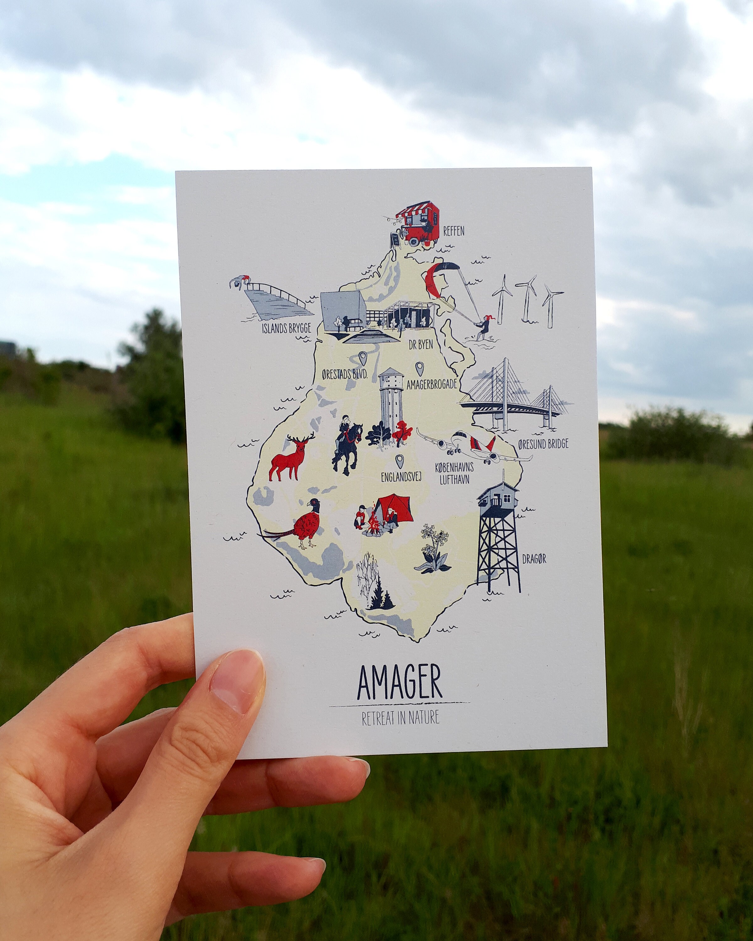 Illustrated Map of Amager Copenhagen A6 Postcard - Etsy UK
