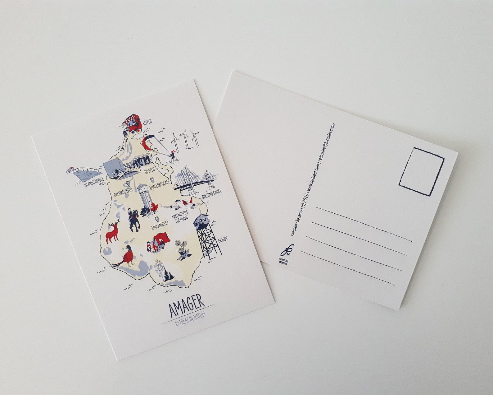 Illustrated Map of Amager Copenhagen A6 Postcard - Etsy UK