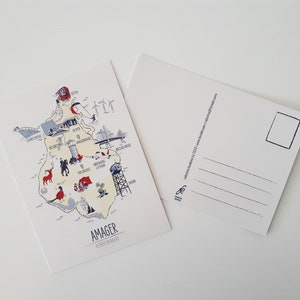 Illustrated Map of Amager Copenhagen A6 Postcard - Etsy UK