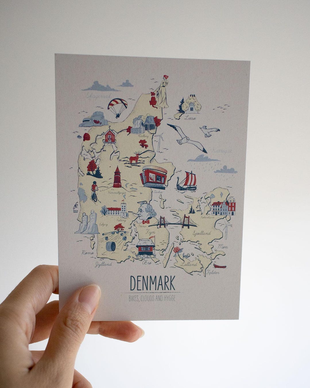 Illustrated Map of Denmark | A6 Danish Postcard - Etsy