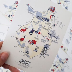 Illustrated Map of Amager Copenhagen A6 Postcard - Etsy UK