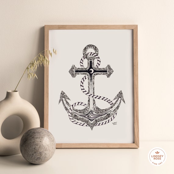 Anchor Print Anchor Artwork Anchor Illustration Black and | Etsy