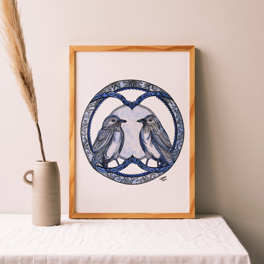 Two Crows Illustration // Crow Art // Crow Print - Etsy