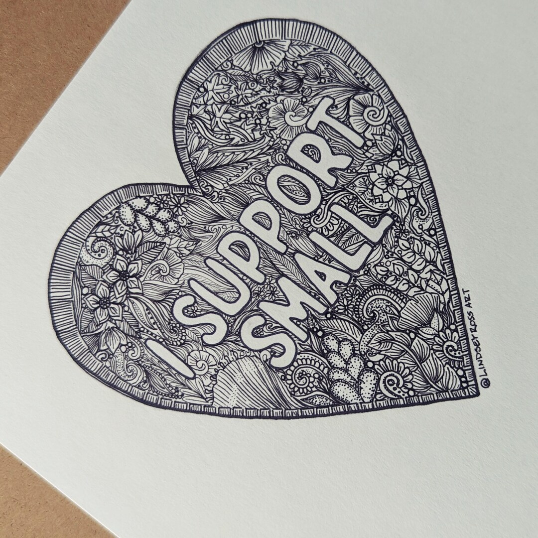 Original Piece // I Support Local Heart // Ink Drawing - Etsy