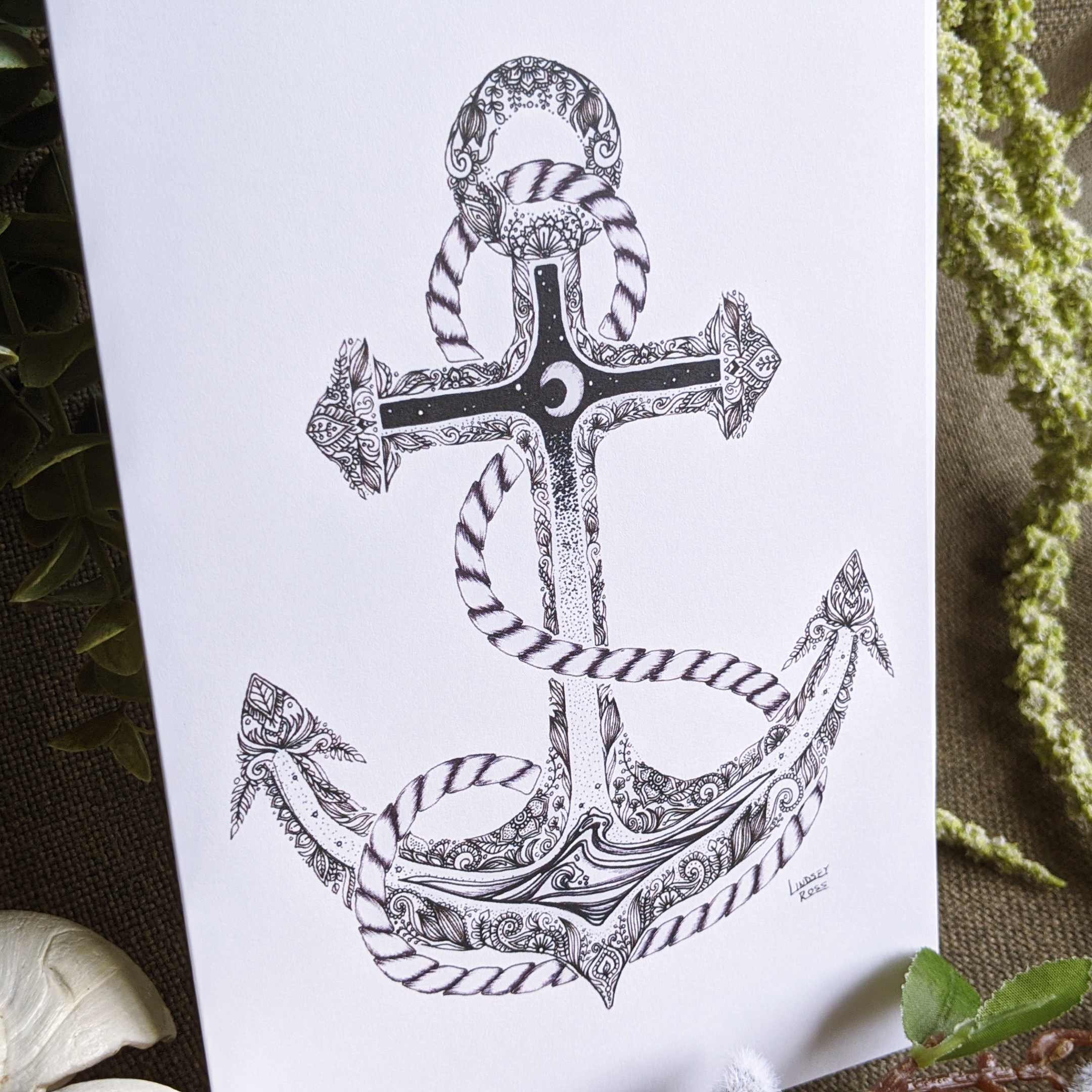 Anchor Card Nautical Card Anchor Art Anchor Lover | Etsy
