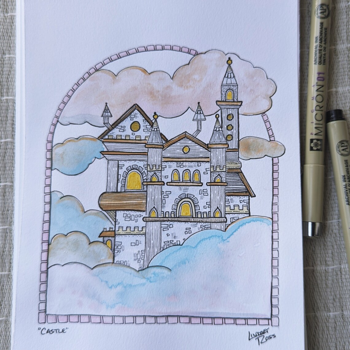 Original Ink Drawing castle Watercolour and Ink - Etsy Canada