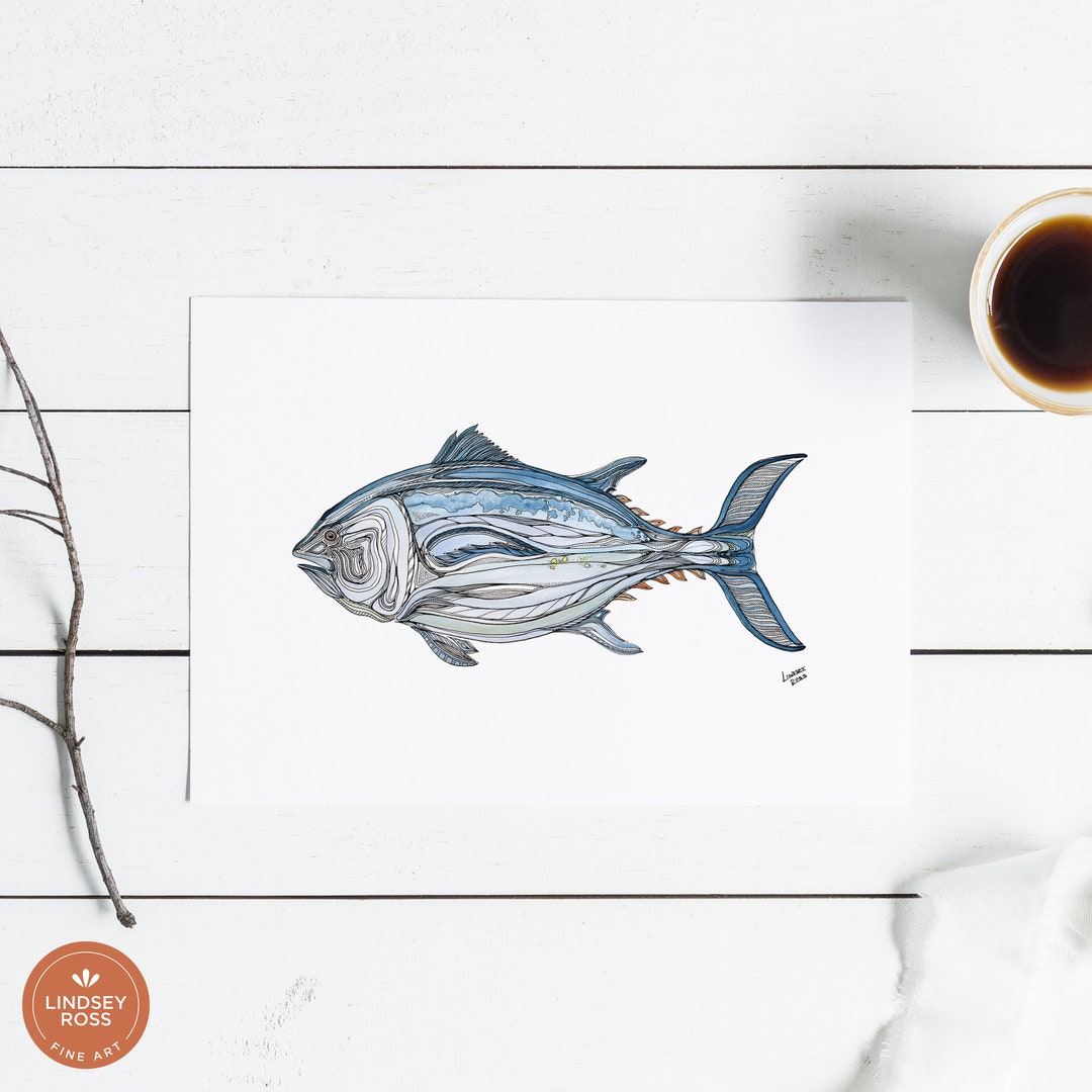 Tuna Card Bluefin Tuna Art Card Blank Card Tuna Lover - Etsy