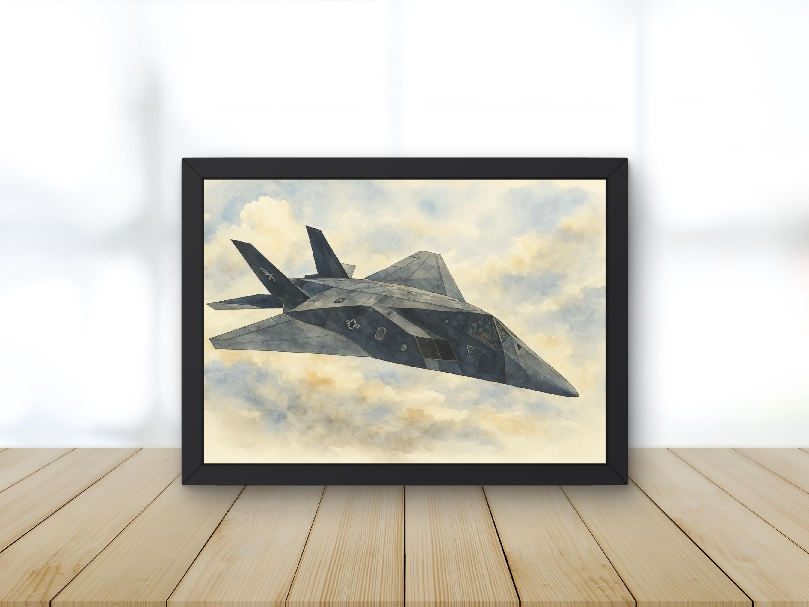 F-117 Nighthawk Watercolor Print: Military Jet Aviation Art (digital ...