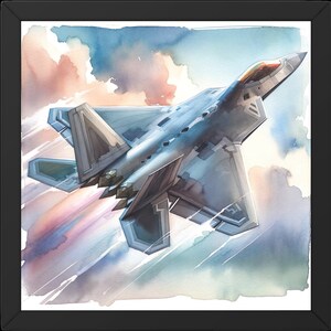 F-22 Raptor Watercolor Portrait Instant Digital Art Download AI ...