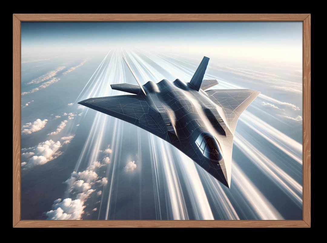 Futuristic Jet Fighter Aviation Artwork Airplane Wall Decor Military ...