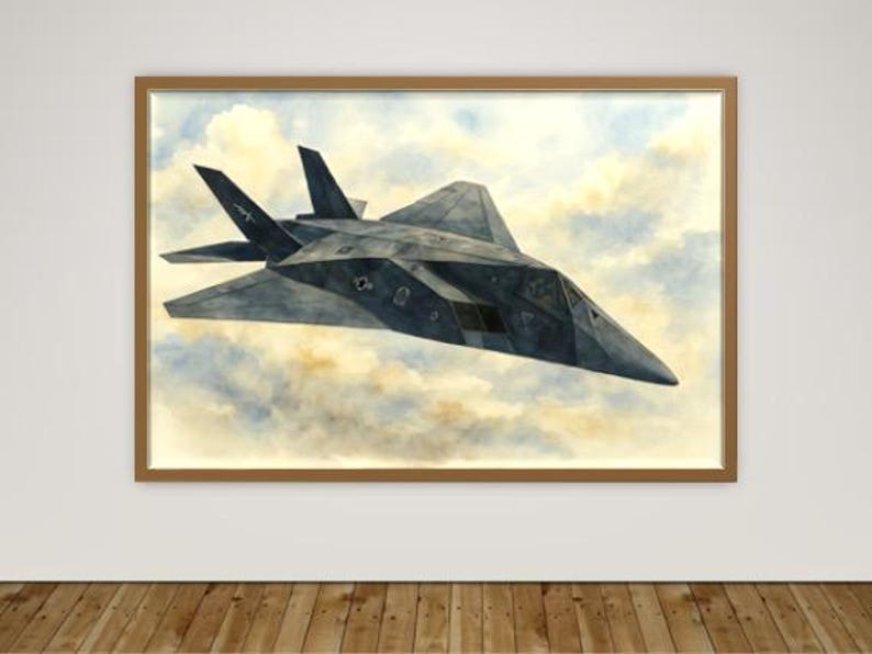 F-117 Nighthawk Watercolor Print: Military Jet Aviation Art (digital ...