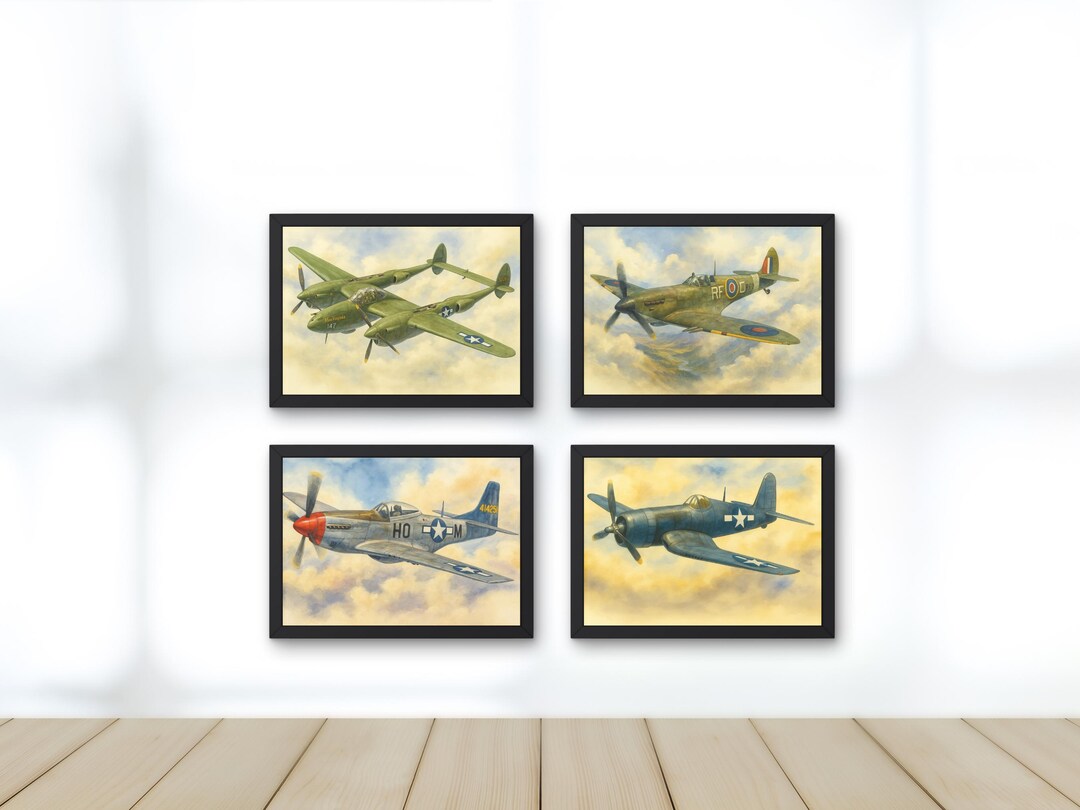 World War Two Aviation Portraits | Military Aircraft Watercolor Print ...