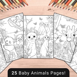 Baby Animals Adult Coloring Book | 25 Coloring Pages for Grownups - Etsy