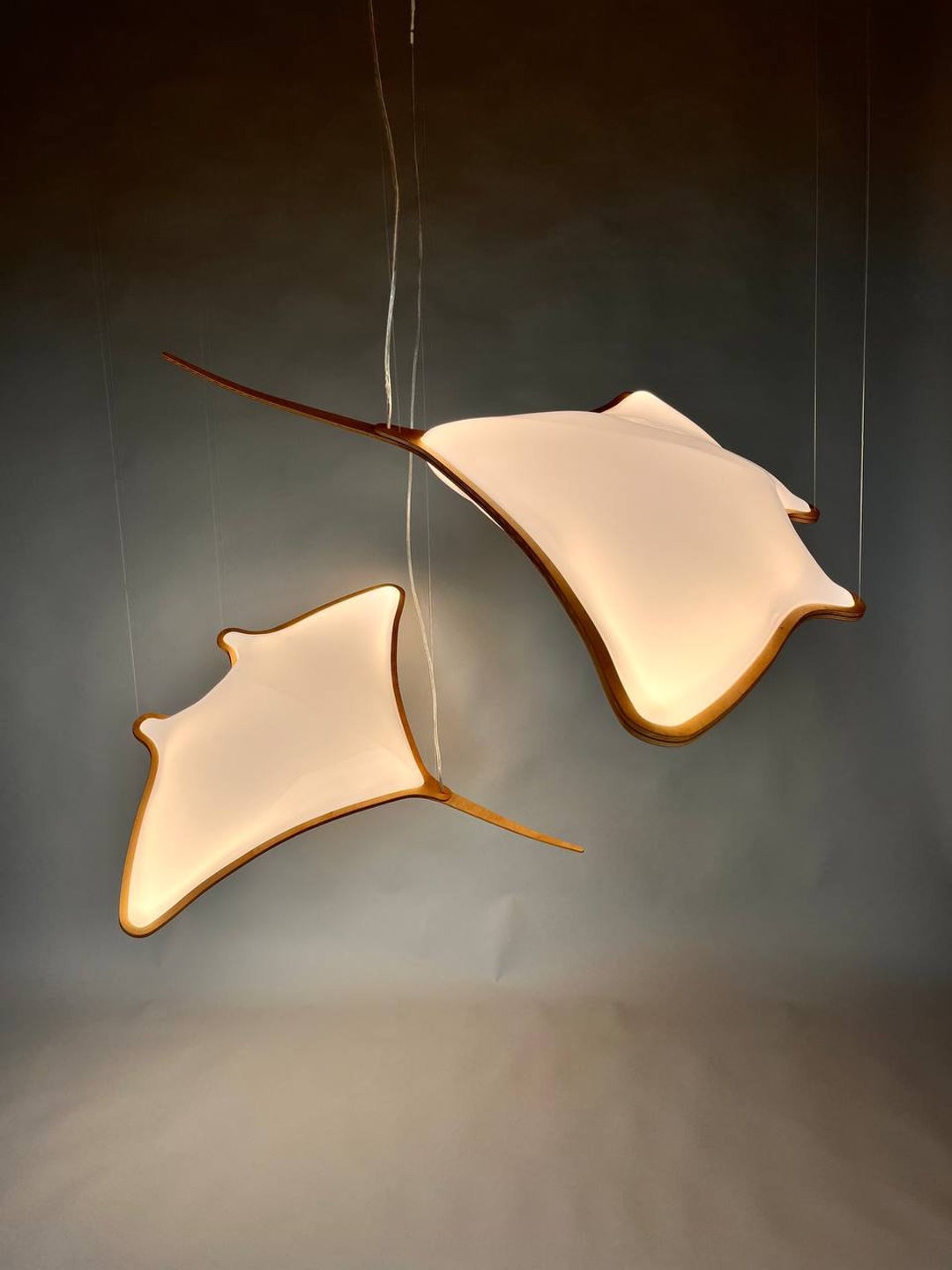 Handmade Manta Ray Lamp: Nautical LED Pendant Light - Etsy