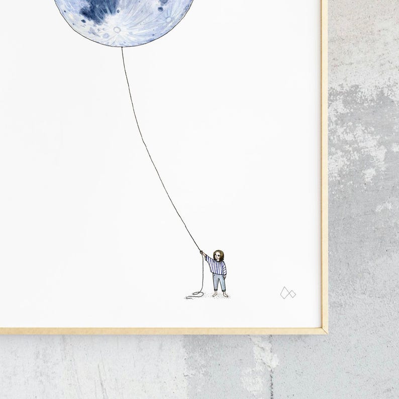 The Moonwalk - Art Print for the Dreamers. Watercolor Illustration ...