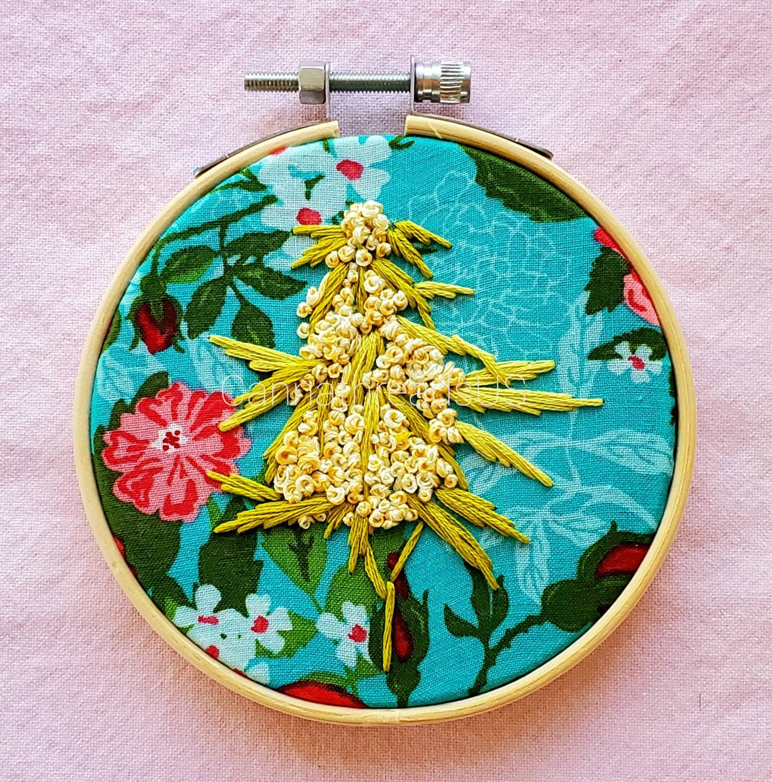 Cannabis Art Cannabis Embroidery Handmade Art420 Modern - Etsy Denmark