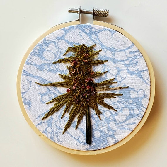 Cannabis Art Cannabis Embroidery Modern Embroidery - Etsy