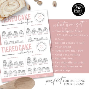 Tiered Cake Combinations Guide Template, (2 Sizes) Editable Tiered Cake ...