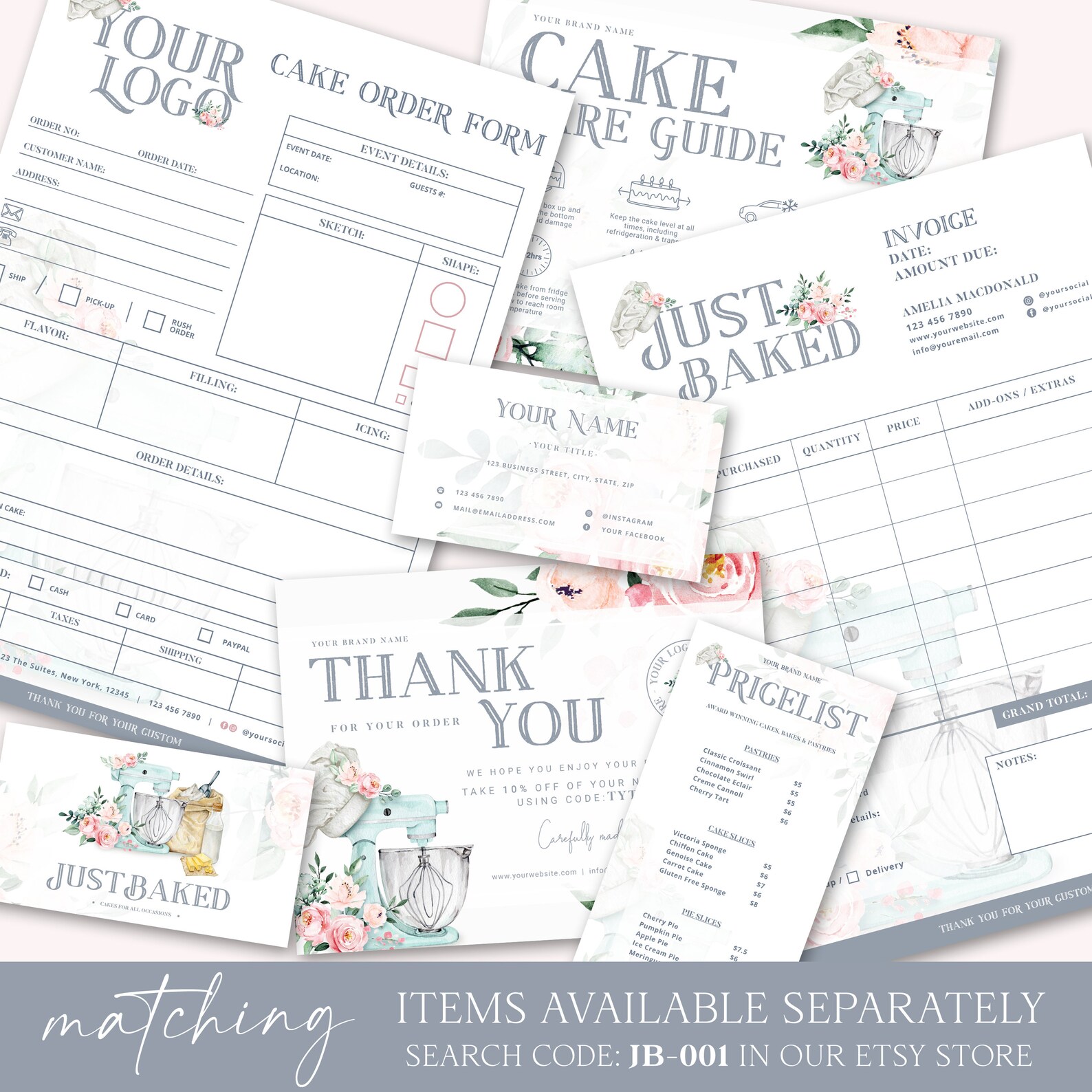 Editable Bakery Branding Bundle 6pc Essential Business Kit - Etsy
