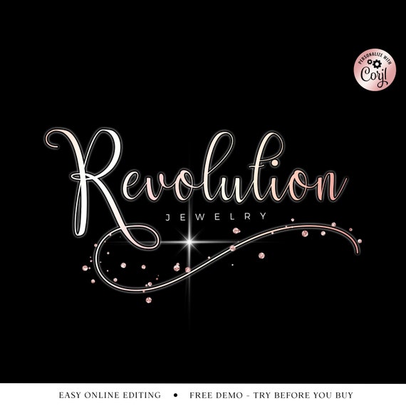 Editable Glitter Logo Template DIY Edit Rose Gold Signature - Etsy