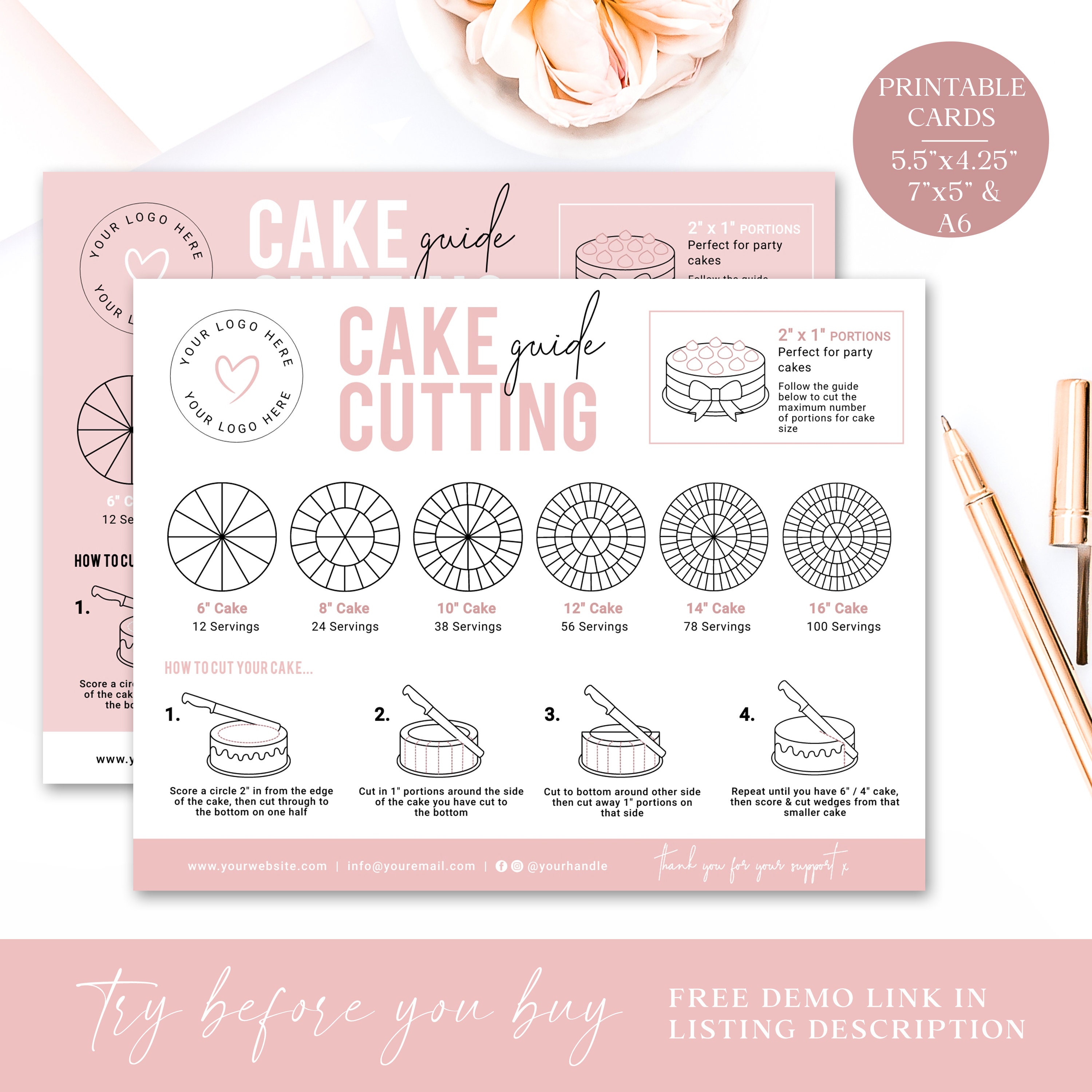 Party Cake Cutting Guide Editable Template Printable Event - Etsy UK