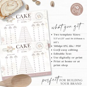 Editable Cake Portions Guide Template, 2 Sizes Printable Tiered Cake ...