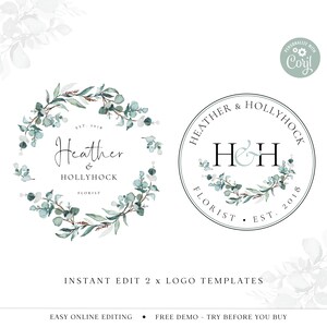 Editable Logo & Watermark Bundle, DIY Edit Logo Template Kit, Elegant ...