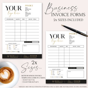 Business Invoice Template Editable, 2 Sizes Printable Company Invoice ...