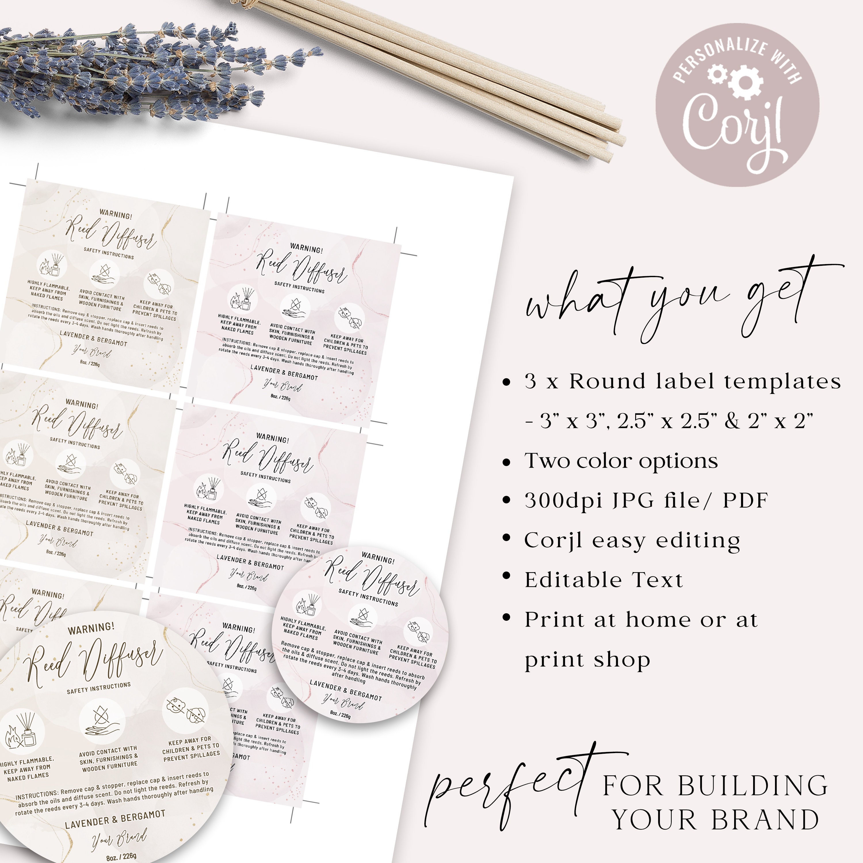 Editable Reed Diffuser Warning Label Template 3 SIZES DIY - Etsy Australia