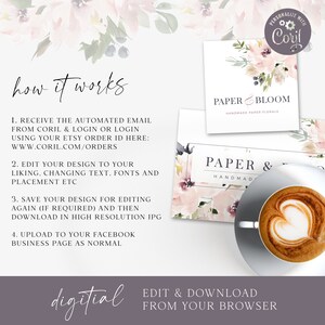 Editable Boho Facebook Cover Template, DIY Edit Watercolor Floral ...