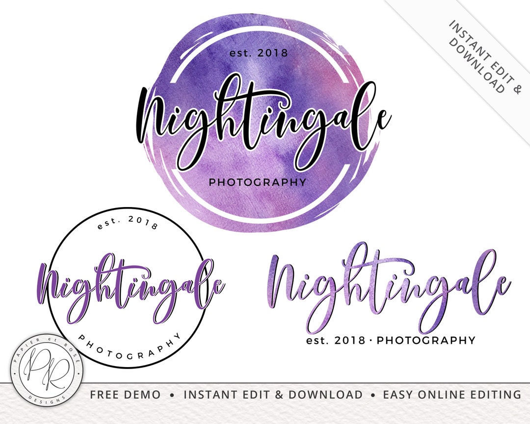 Editable Business Logo Suite Instant Download Watercolor Photography ...
