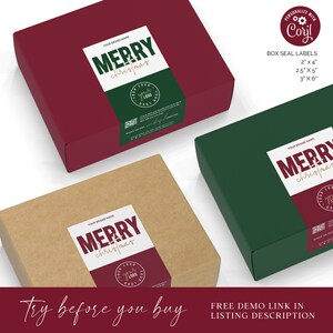 Box Seal Label Template (3 Sizes) Christmas Editable Shipping Box Seal ...
