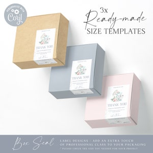 Editable Cake Box Seal Label Template (3 Sizes) DIY Edit Bakery Box ...