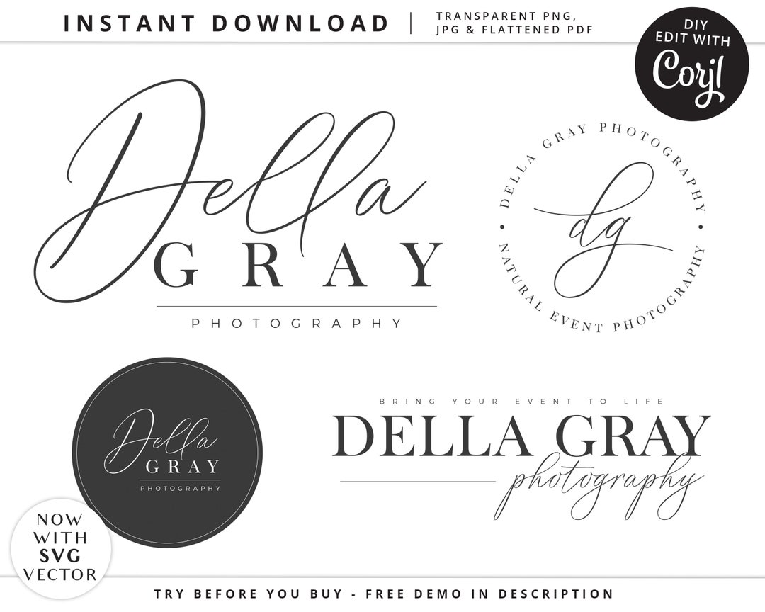 Editable Logo Suite Set 4 X Minimal Typography Modern Text Signature ...