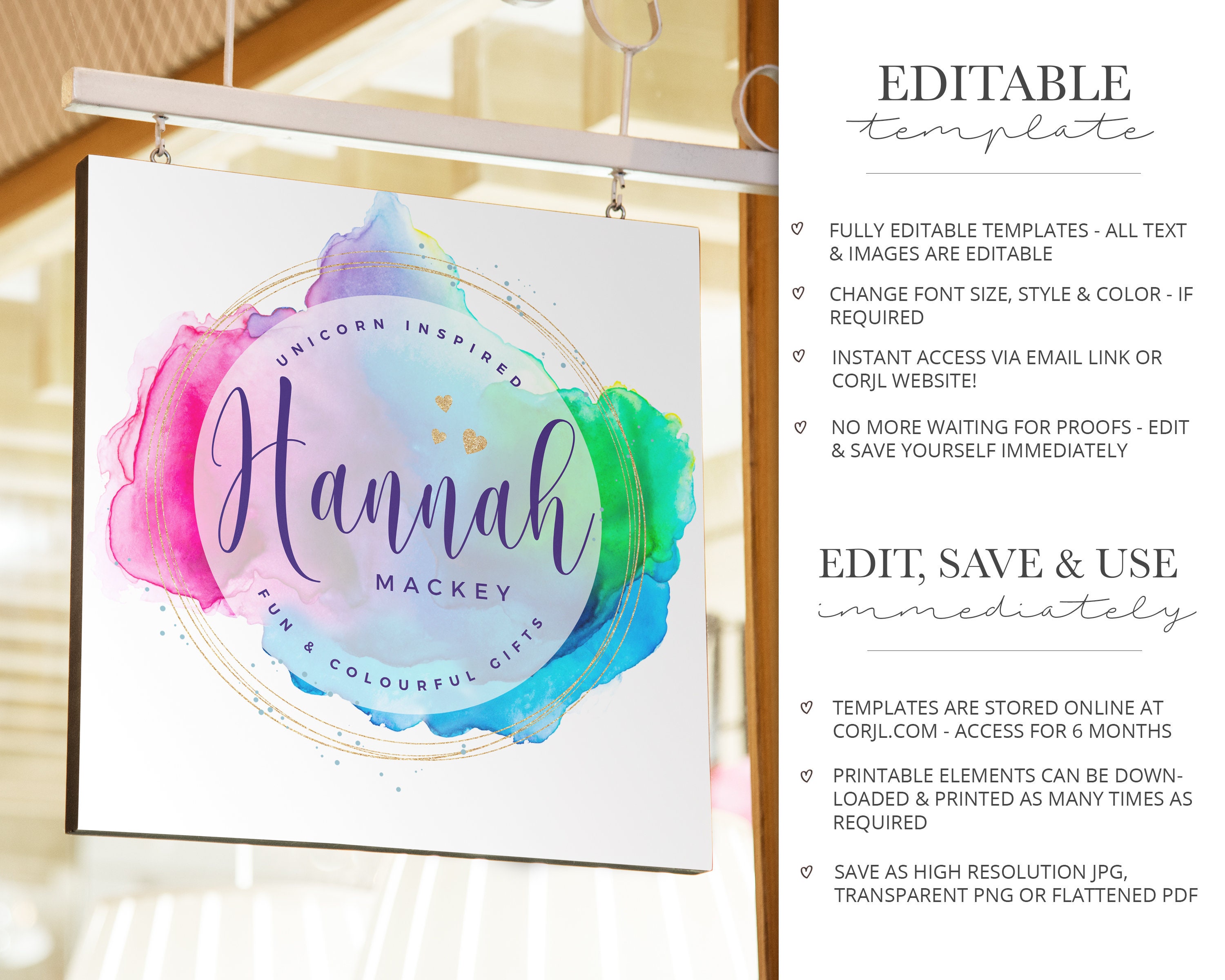 Editable 5pc Mini Kit Logos Suite & Social Package Bright - Etsy