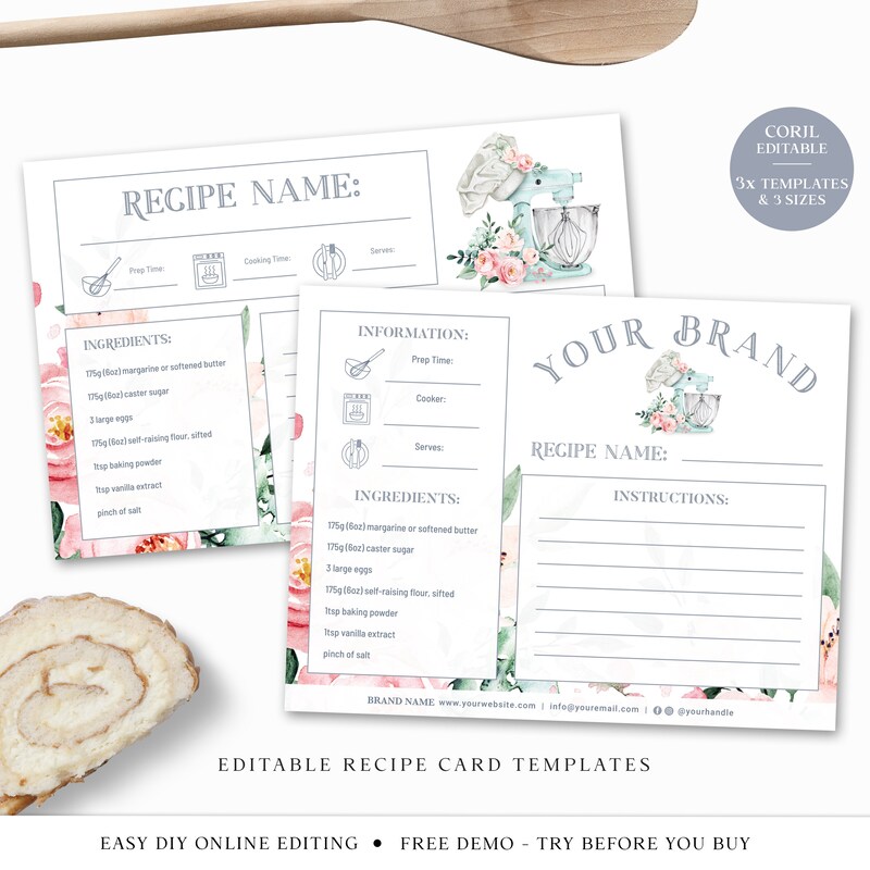 Printable Recipe Cards - Etsy
