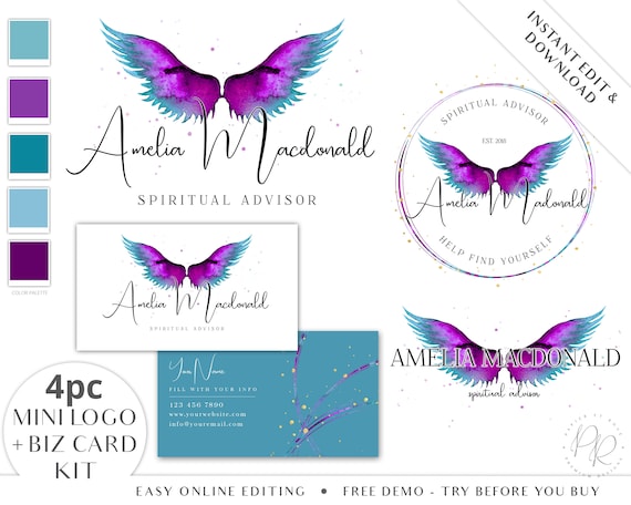 4pc Angel Branding Kit Business Card Instant Spiritual Angel - Etsy
