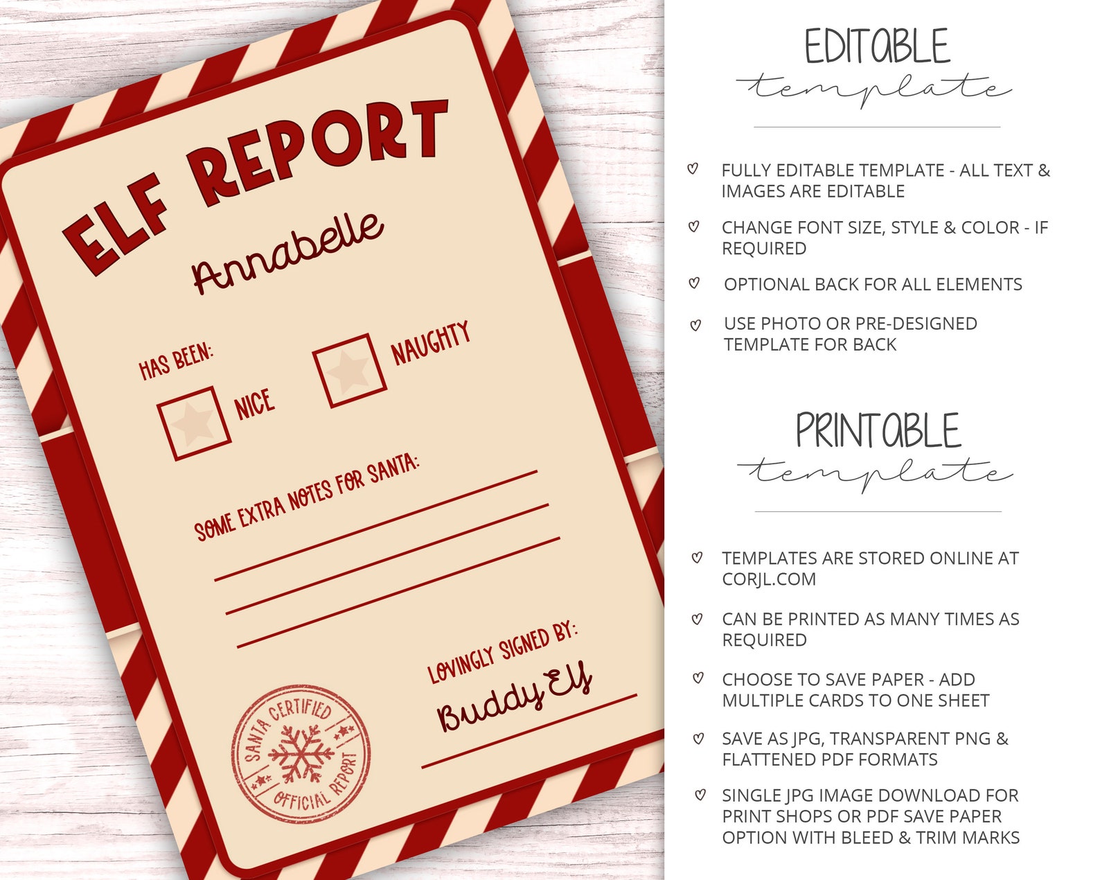 Elf Report Slip Editable Template A6 Instant Download DIY - Etsy