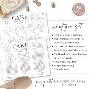 Editable Cake Cutting Guide 7 X Templates Bundle, Printable Wedding ...